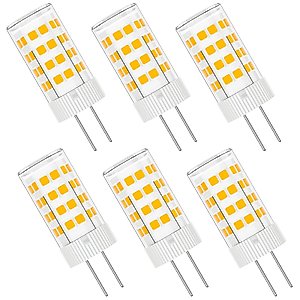 DUMILOO G4 LED Bulb 4W 3000K Warm White 12V AC/DC T3 JC Type Bi-Pin 20-35W Halogen Equivalent Non-dimmable for Outdoor Landscape Lighting Deck Stair Step Path Lights, Home Lighting, 6 Pack