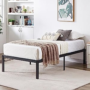 VECELO 14" Twin Metal Platform Bed Frame,Heavy Duty Steel Slat/Easy Assembly Mattress Foundation/No Box Spring Needed
