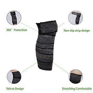 Extra Long Elastic Compression Knee Brace Wrap for patellar tendon support strap for Plantar Fasciitis, Stabilising Ligaments, Joint Pain, Swelling Sprains, Squat, Basketball, Running, Tennis