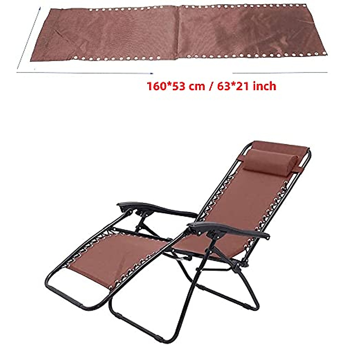 M MAIUS Zero Gravity Chair Replacement Fabric, Anti Gravity Lounge Chair Cloth with 4 PCS Replacement Lace Cords Gravity Chair Accessories Bungee Elastic Patio Recliner Chair (Upgrated Brown- 21")…
