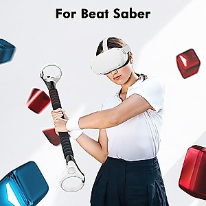 AMVR Gorilla Tag Long Arms Beat Saber Handles for Oculus Quest 2/Quest/Rift S, VR Controller Extension Grip Accessories 2 in 1 Sticks Attachment to Enhance VR Experience, Reinforcement with Tie Wraps
