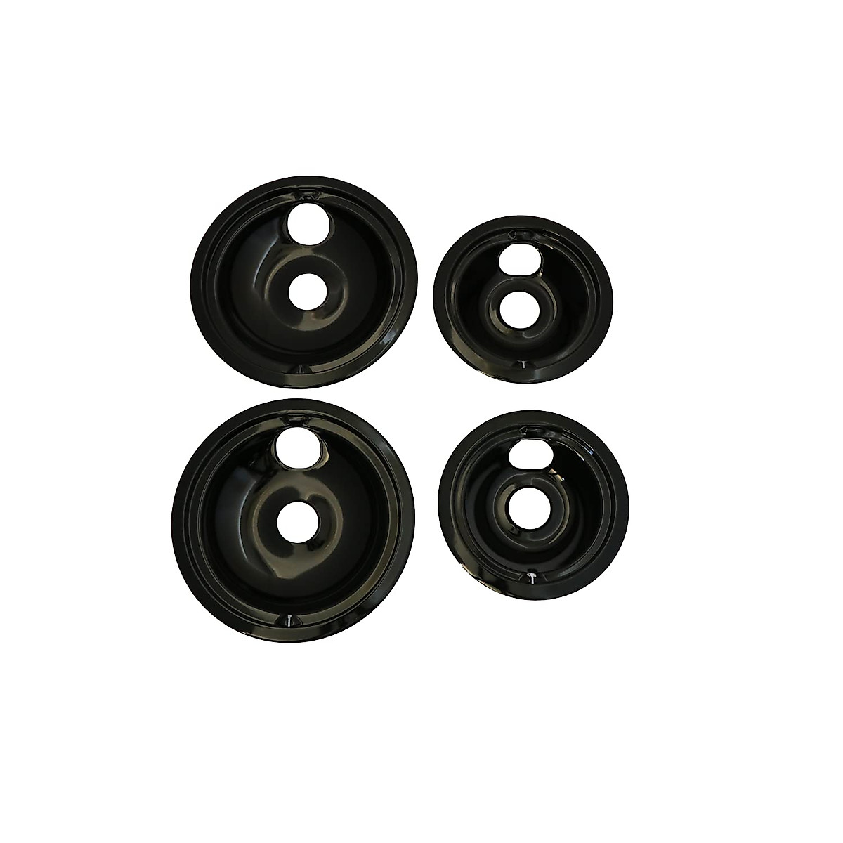 KITCHEN BASICS 101 Made in the USA WB31M20 WB31M19 Replacement Range Cooktop Porcelain Drip Pans for GE 2 6-Inch & 2 8-Inch Pans, 4 Pc