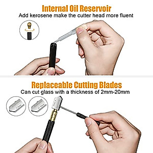 ZUZUAN Glass Cutter 2mm-20mm, Upgrade Glass Cutter Tool, Pencil Style Oil Feed Carbide Tip for Glass Cutting/Tiles/Mirror/Mosaic