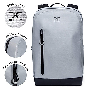 Xelfly Swagfly Waterproof Backpack - TPU Coated Durable Nylon - Lightweight Adjustable Straps - Unisex Bag for Commuters, Biking, Walking, College - Large Capacity (18L, Slate)