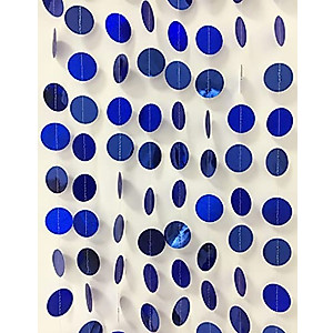 Autupy 4 Pack 52 feet Royal Blue Circle Garland Navy Blue Dots Paper Garland String Hanging Backdrop for Birthday Rustic Wedding Baby Shower Vintage Bachelorette Party