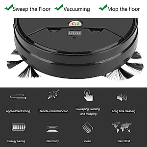 Zerodis Robot Vacuum and Mop Combo, Smart Robotic Sweeping Cleaner Slim Mopping Robot Vacuum Cleanning Tool for Home Office Hard Floor Pet Hair Carpet