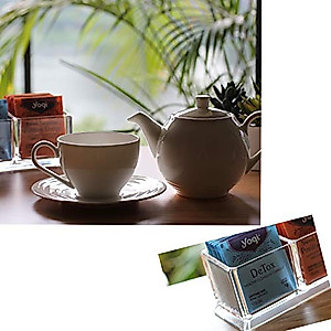 Oak Savanna Tea Bag Organizer Holder Caddy Small for Sugar Packet Coffee Condiment Storage Clear Acrylic for Kitchen Pantry Cabinet Airbnb Countertop Tabletop