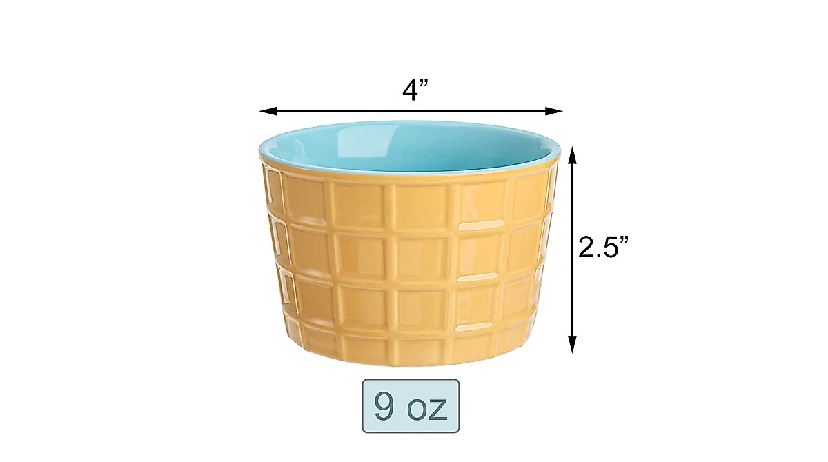 Elsjoy Set of 6 Colorful Ceramic Ice Cream Cups