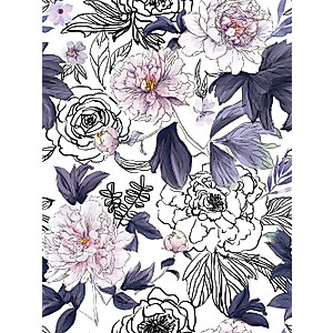 Qoubao Vintage Purple Floral Peel and Stick Wallpaper Removable Self Adhesive Floral Drawer Liner Contact Paper for Walls Shelves Cabinets Dresser Decal 17.7X117 Inches