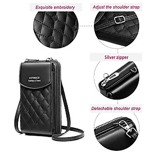 Crossbody Phone Purse for Women KINOUCHI Leather Shoulder Bag RFID Blocking Fashion Cell Phone Wallet with Cellphone Lanyard