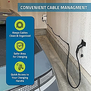 EVoCharge EV Charging Cable Management Kit, Ceiling and Wall Mount EV Cable Holder, Fits Most Level 2 Chargers, Organize Your EV Charge Cable and Improve Electric Vehicle Charging at Home