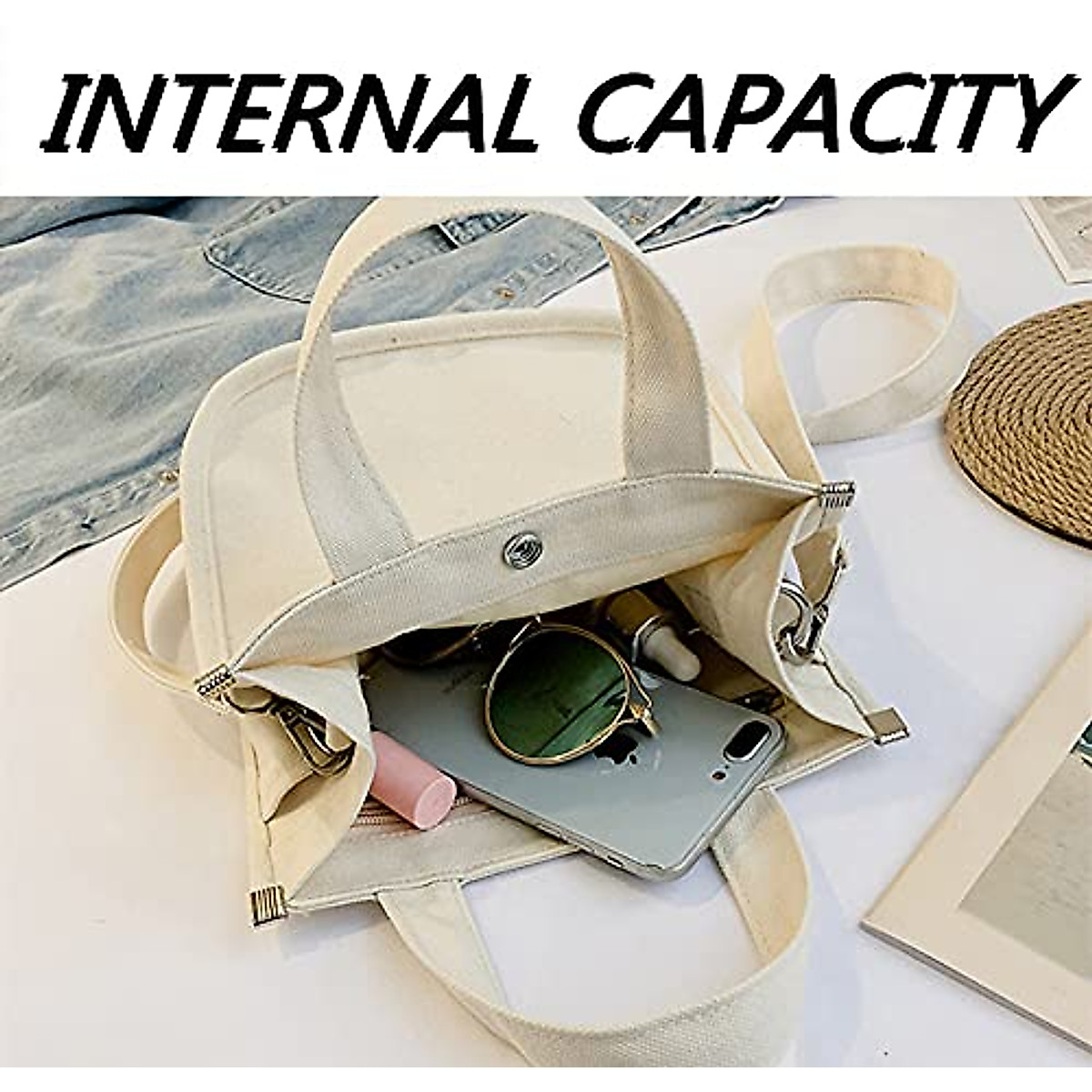 Small Canvas Crossbody Bag Cell Phone Pouch Coin Purse Top Handle Tote Bag Cute Shoulder Bag for Women Teen Girls (Blue)