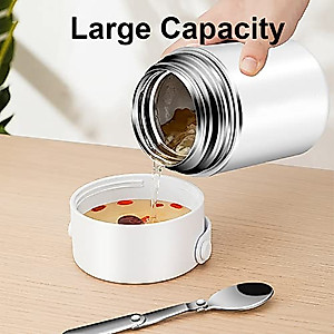 Livefunni Vacuum Insulated Thermos for Hot or Cold Food, 33oz Premium 316 Stainless Steel Food Flask with Foldable Spoon and Handle, Leakproof Thermal Food Jar Soup Container for Adults/Kids (Blue)