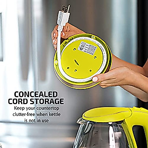 OVENTE Glass Electric Kettle Hot Water Boiler 1.5 Liter Borosilicate Glass Fast Boiling Countertop Heater - BPA Free Auto Shut Off Instant Water Heater Kettle for Coffee & Tea Maker - Green KG83G