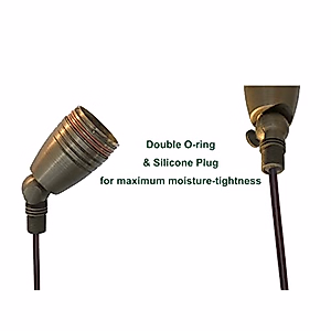 GKOLED UL Listed Solid Brass Landscape Spotlight, Low Voltage Outdoor Directional Uplight, with 5W MR16 LED Bulb & Large Rugged Slot Spike, 12V AC/DC Garden Patio Spot Up Light