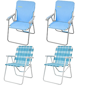 #WEJOY Folding Webbed Lawn Beach Chair,Lightweight Portable Chairs for Outside with Hard Arm