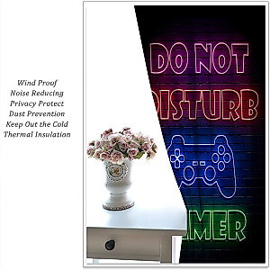 GY Gamepad Gamer Curtains, Black Out Curtains Video Games Controller Neon Sign Design Energy Efficiency Curtains Bedroom Blackout Curtains 42x45 Inch