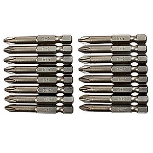 16 Pc 2" PH2 Phillips Insert Quick Change S2 Bits W/CASE