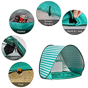 Baby Beach Tent with Pool, UPF 50+ Beach Sun Shelter Outdoor Tent for Aged 0-3 Baby and Kids, Parks and Beach Shade Portable Mini Pool