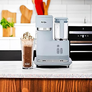 Mr. Coffee 3 in 1 Single Serve Coffee Maker, Hot or Iced Espresso and Frappe Machine, Blender, and Reusable Filter for Frozen Drinks or Lattes, Gray