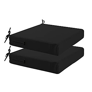 idee-home Patio Chair Cushion for Outdoor Furniture 19x19x4 in, Outdoor Seat Cushion Replacement Patio Seat Cushions Chair Pad with Ties, Outdoor Chair Cushion Set of 2 Waterproof Swing Cushion