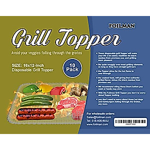 Foilman Grill Toppers - Clean Grill BBQ Disposable Toppers- 16 x 12Inch - (10 Pack) -Your Hot Dogs Will Never Fall Through The Cracks Again