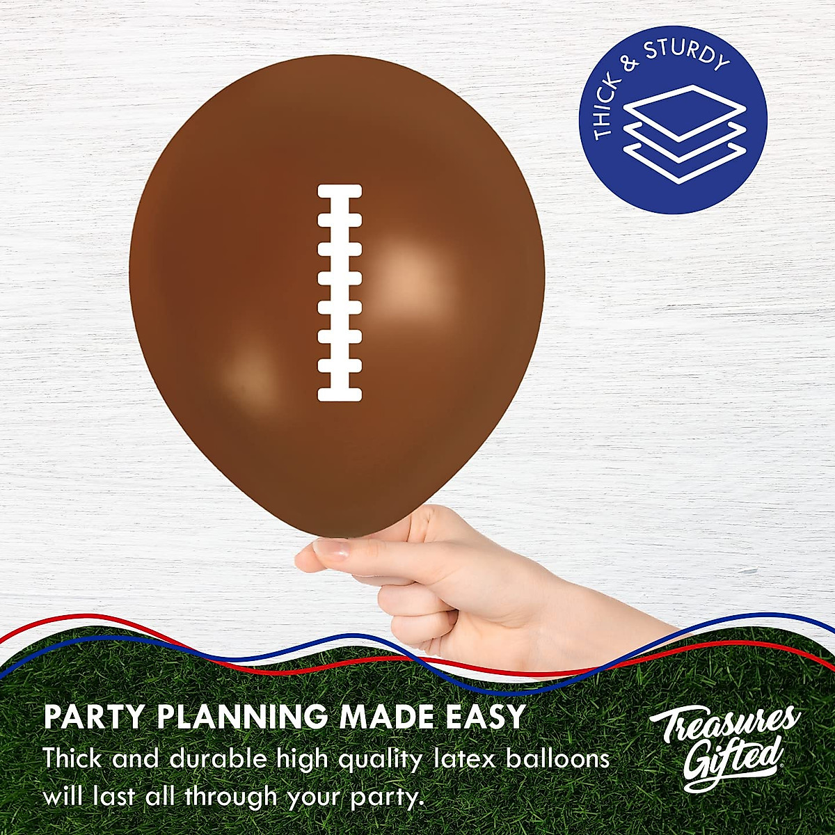 Treasures Gifted Football Balloons - 12 Pack of 12 Inch Football Helium Balloons - Football Decorations - Football Party Supplies - Football Decor - Sports Balloons - Football Party Balloons