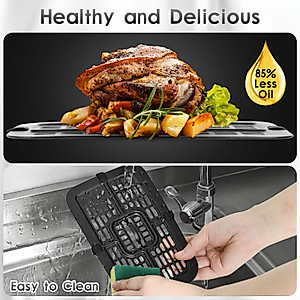 nutrifryer Air Fryer, 4Quart Air Fryer with Grill and Recipe Instructions, Small and Compact Design, 50Pcs Custom Parchment Paper Liners, Non-Stick Basket, 1400W, Black