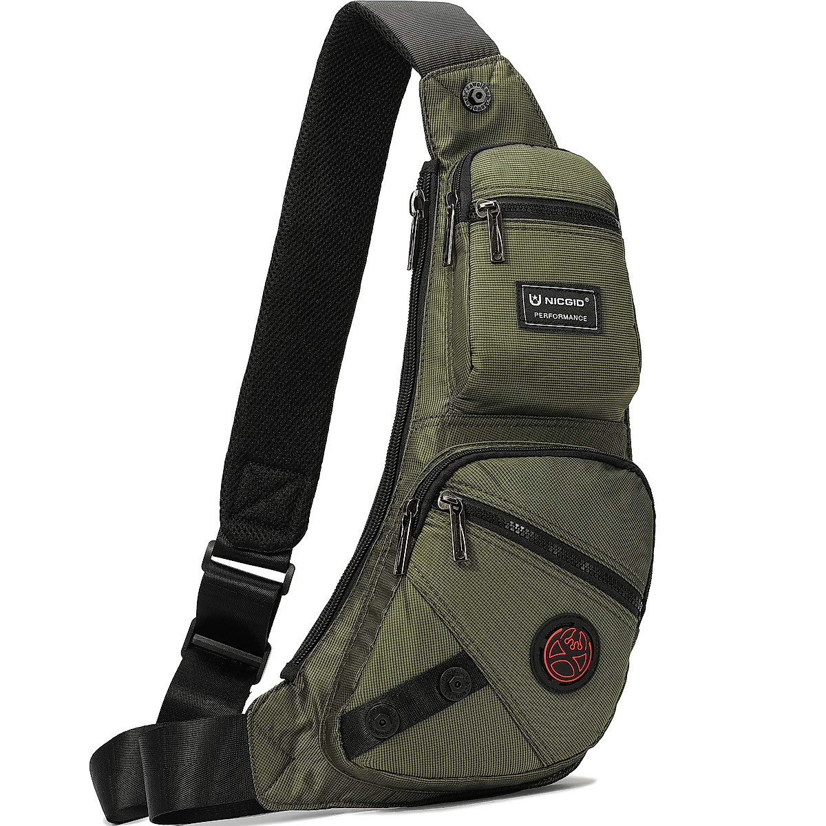 NICGID Sling Bag Chest Shoulder Backpack Crossbody Bags for Men Women, Army Green