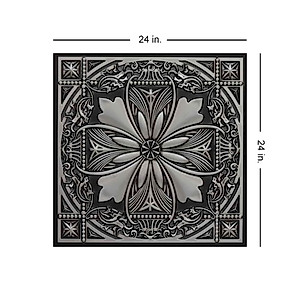 From Plain To Beautiful In Hours 337as-24x24-50 Helena PVC 2' x 2' Lay-in or Glue-up Ceiling Tile (Covers / 200 sq.ft), Antique Silver, 50