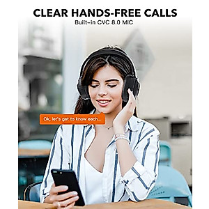 INFURTURE Q1 Active Noise Cancelling Headphones with Microphone，Wireless Over Ear Bluetooth Headphones, Deep Bass, Memory Foam Ear Cups, Quick Charge 40H Playtime, for TV, Travel