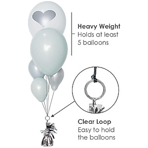 UNIQOOO 12Pcs Metallic Silver Heavy Solid Balloon Weights Pack Holder, Table Centerpiece DIY Décor for Christmas Thanksgiving Birthday Party Favors Wedding Baby Shower, Large 5 OZ 140 G. 5.5 Inch