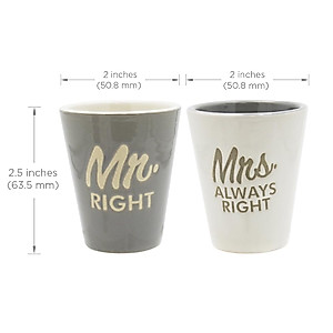 Rockin SHOT GLASS - Mr & Mrs Always Right Couples Mugs & Shot Glasses, Set of 4 Combo 10 oz Gift Boxed - great marriage or Him and Her Gift Set, Gift for Wedding Anniversary, Husband & Wife Gifts