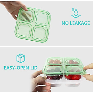 Aimkeoulee 4 Pack Snack Containers with Lids,Reusable 4 Compartments Bento Lunch Box, Divided Meal Prep Lunch Box, Food Storage Containers (Multicolor 2(Pink/Green/Blue/Purple))