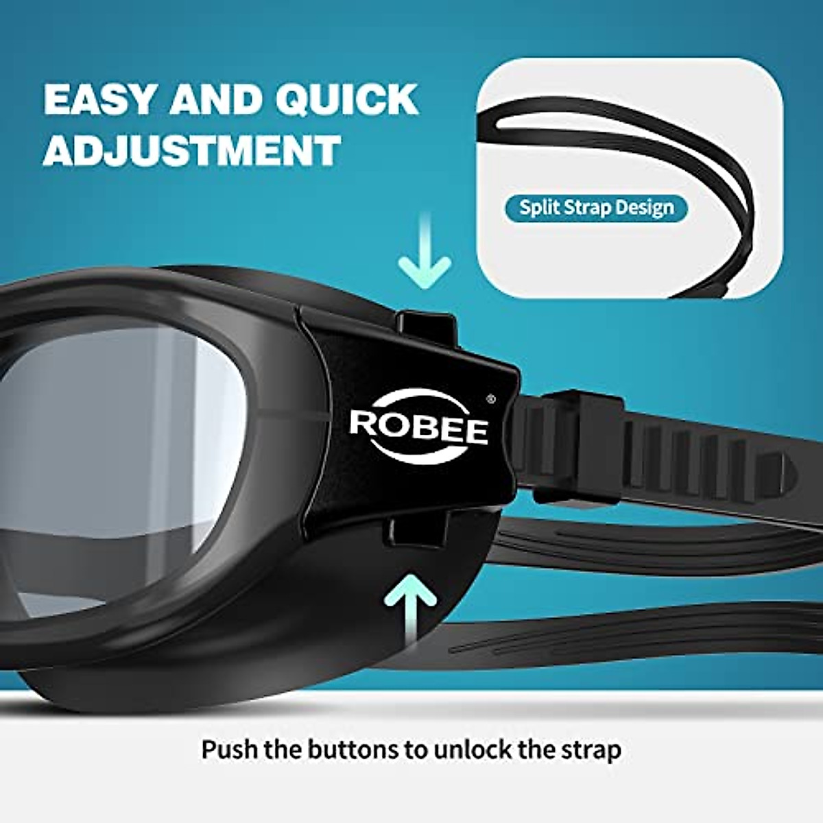 Robee Swimming Goggles, Adult Polarized Swim Goggles for Men Women Youth, Water Pool Glasses