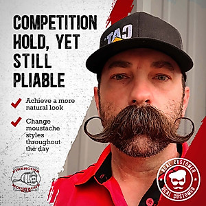 Firehouse Moustache Wax WACKY TACKY - Strong Heavy-Duty Dark Mustache & Beard Wax, Naturally Scented & Colored, All-Weather Mustache Wax (1 Ounce Tin); HANDMADE in Small Batches by John the Fireman