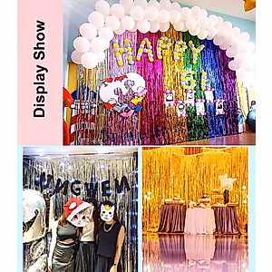 3 Pack Backdrop Curtains Party Decorations, Fringe Streamers Tinsel Backdrop Fringe Backdrop Party Backdrop Birthday Decorations, Party Décor Disco Party Decorations (3.3‘ x 6.6’, Silver)