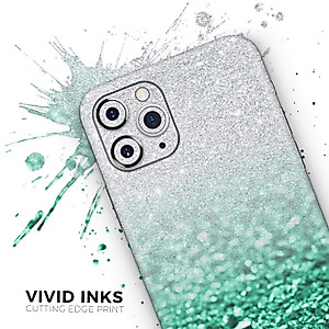 Design Skinz Aqua Green & Silver Glimmer Fade - DesignSkinz Protective Vinyl Decal Wrap Skin Cover Compatible with The Apple iPhone 12 Pro (Full-Body, Screen Trim & Back Glass Skin)