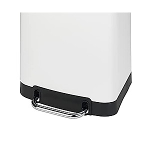 WENKO 54920218 8 Gallon Kitchen with Foot Pedal, Hands Free, Made of Steel, Dimensions (WxHxD): 13.4x24x12.8 in, Trash Can with lid, White