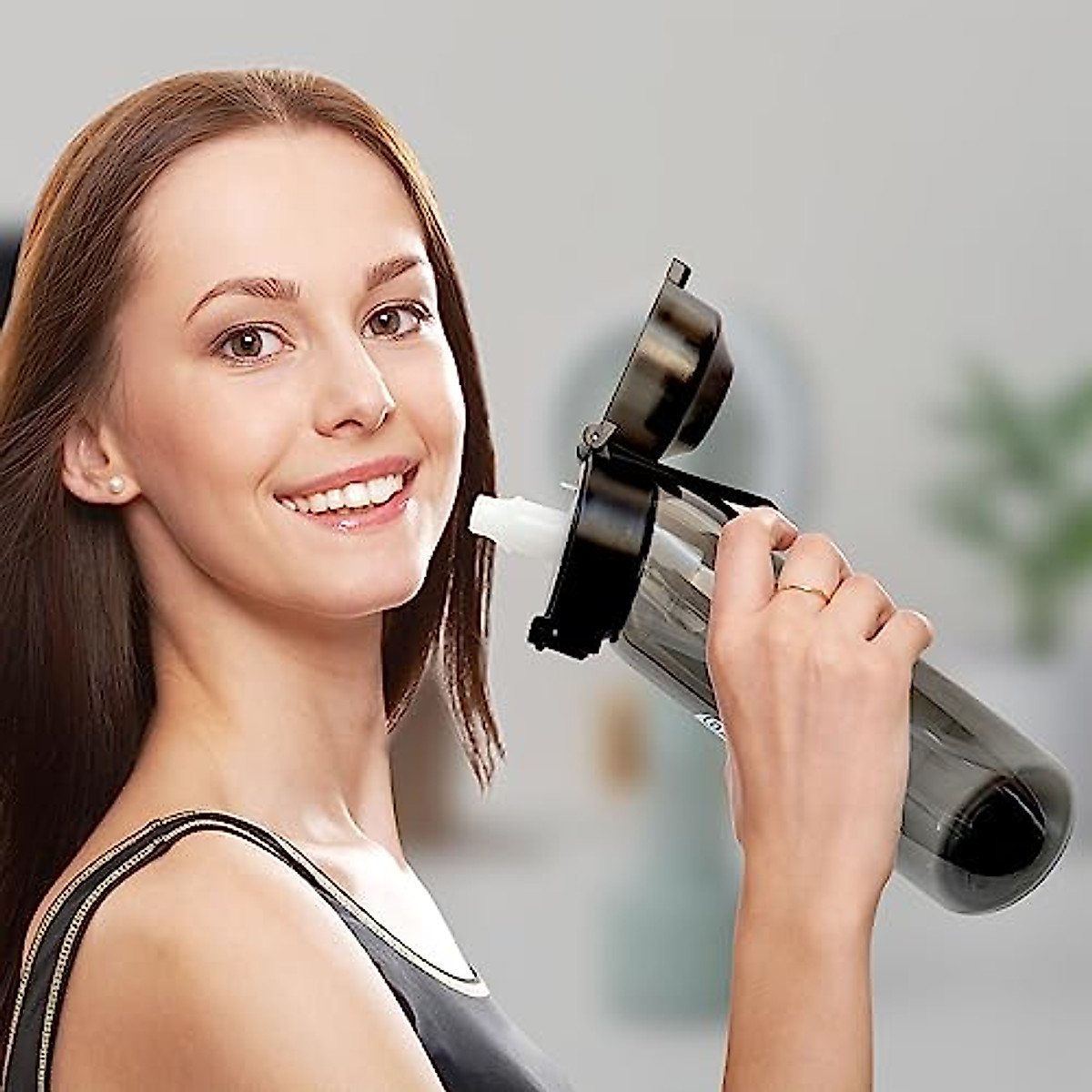 Napolju Air Up Water Bottle,650ML Scent Water Bottle with Orange Air Up Flavour Pod,Leak Proof Sports Water Cup with Straw,Fruit Fragrance Water Bottle Suitable for Outdoor Sports (Black+6 Pods)