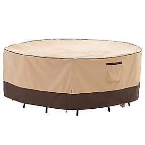 F&J Outdoors Waterproof Outdoor Furniture Covers Eco-Friendly Fabric UV Resistant Fade Resistant X-Large Round Patio Furniture Set Table Chairs Cover, 108" Dia
