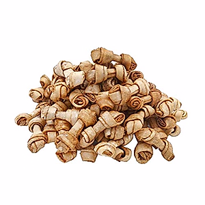 MON2SUN Dog Rawhide Knot Bones Small Rawhide Bones Mini Dog Chews Chicken Flavour 2.5 Inch 60 Count for Puppy and Small Dogs