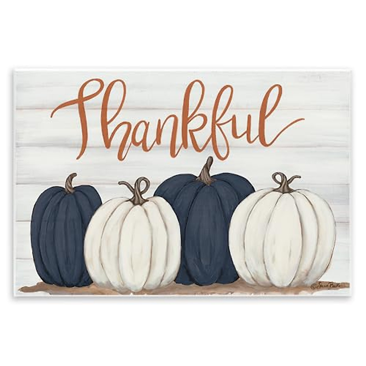 Stupell Industries Autumn Farm Pumpkin Harvest with Thankful Phrase Wall Plaque Art Design by Sarah Baker