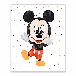 BigWig Prints Mickey And Minnie Prints - Minnie Mouse Wall Art, Mickey Mouse Wall Decor, Disney Pictures for Kids Room, Donald & Daisy Duck Posters, Goofy, Pluto - Unframed Set of 6 (8x10)