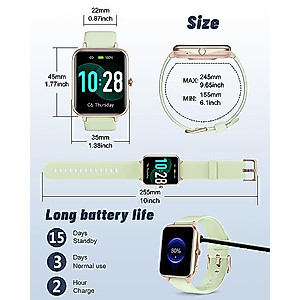 GRV Smart Watch for iOS and Android Phones (Answer/Make Calls), Watches for Men Women IP68 Waterproof Smartwatch Fitness Tracker Watch with Heart Rate/Sleep Monitor Steps Calories Counter (Aqua-Gold)