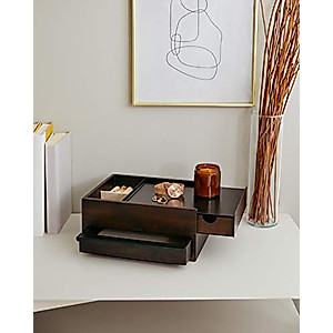 Umbra Stowit Jewelry Box-Modern Keepsake Storage Organizer with Hidden Compartment Drawers for Ring, Bracelet, Watch, Necklace, Earrings, and Accessories, Black/Walnut