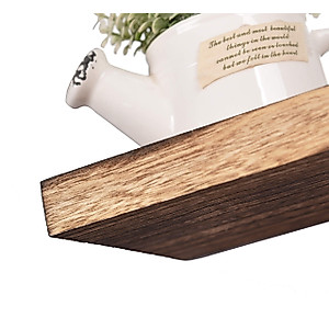 HXSWY 24 Inch Rustic Floating Shelves for Wall Decor Farmhouse Wood Wall Shelf for Bathroom Kitchen Bedroom Living Room Set of 4 Light Brown