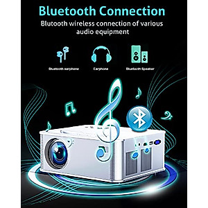 NIKISHAP Projector with WiFi and Bluetooth, Small Projector 4K Outdoor Movie Projector Short Throw, Smart Phone 1080P Projector Compatible with HDMI, VGA, USB, TV Stick, iOS, Android, PC, Laptop