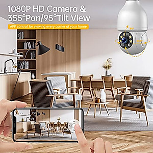 4 Pack Lightbulb Security Camera Wireless Outdoor, 1080P WiFi Light Socket Security Cameras Indoor, Lightbulb Camera WiFi Outdoor with Color Night Vision, Auto Motion Tracking, App Remote, 2-Way Talk