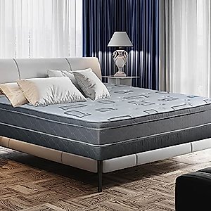 Nutan, 11" Medium Plush Hybrid Euro Top Foam Encased Innerspring Mattress and 4" Wood Box Spring for Mattress, Full XL